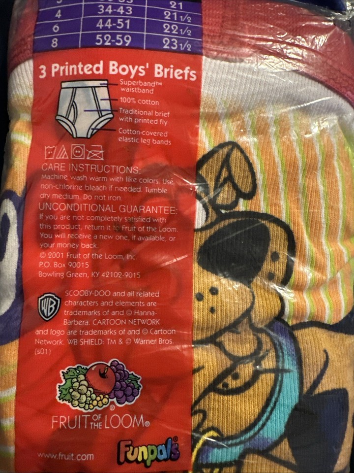 Vantage 2001 Scooby-Doo Funpals Size 8 Boys Briefs Underwear | eBay