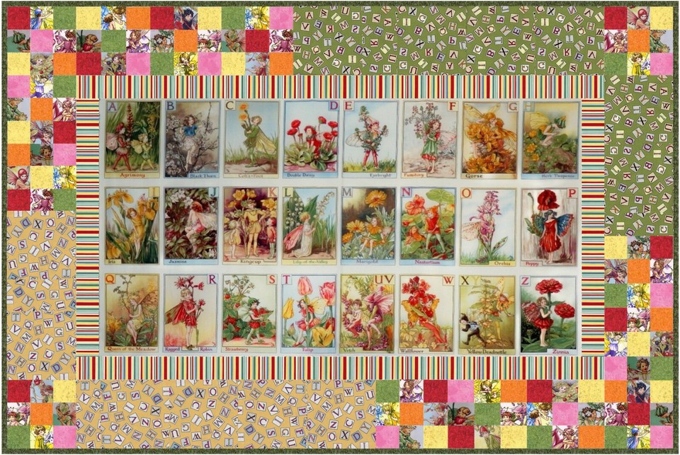 Alphabet Flower Fairies Panel ABC 24 Fairy Blocks Cicely Mary Barker ...