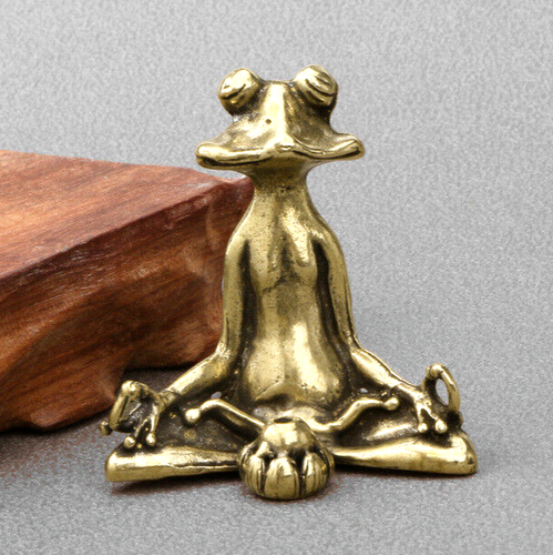 Solid Brass Frog Figurine Statue Animal Figurines Toys Home Office ...