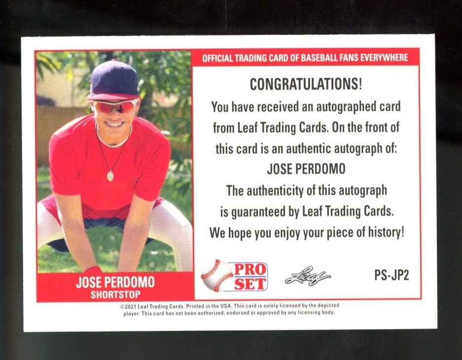 2021 Leaf PRO SET JOSE PERDOMO ROOKIE XRC GREEN AUTO Mariners #PS-JP2 ...