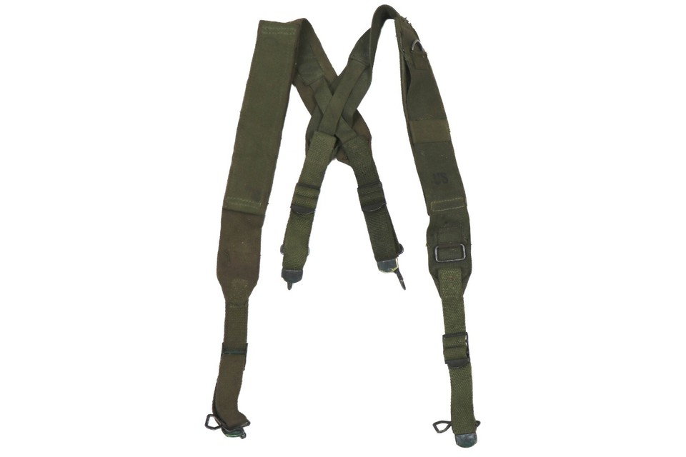 US Army WWII / Korean War M1945 Field Pack Suspenders OD Green M-45 ...