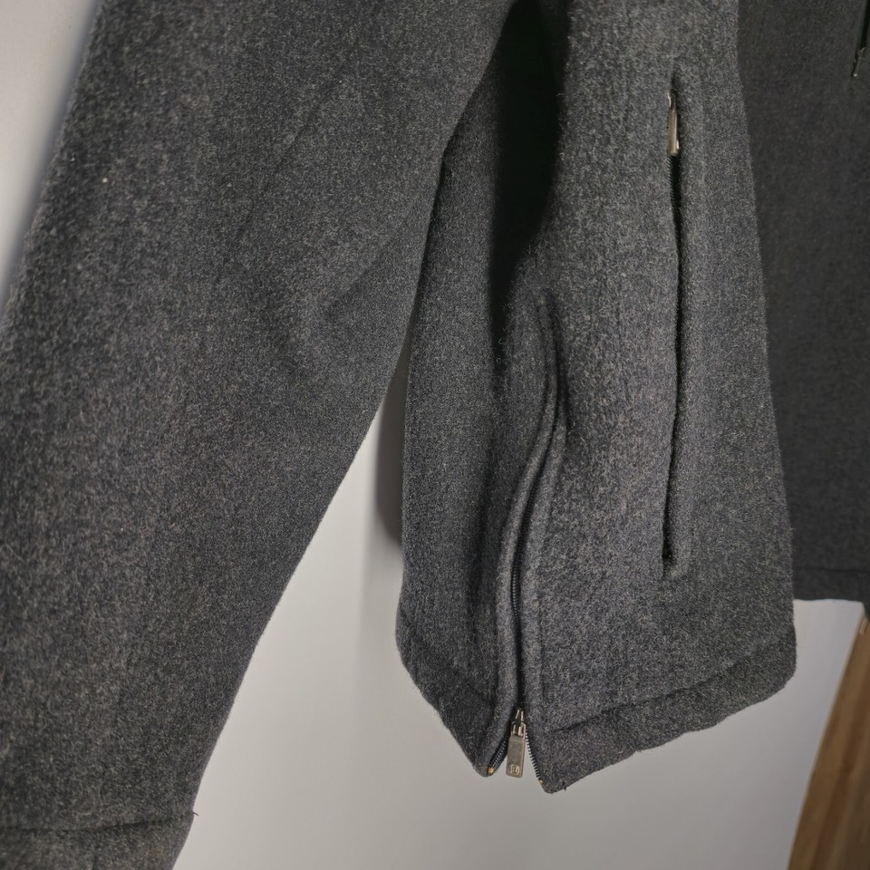 Kenneth Cole Jacket Men Large Coat Zip Up Wool Blend Bomber Charcoal ...