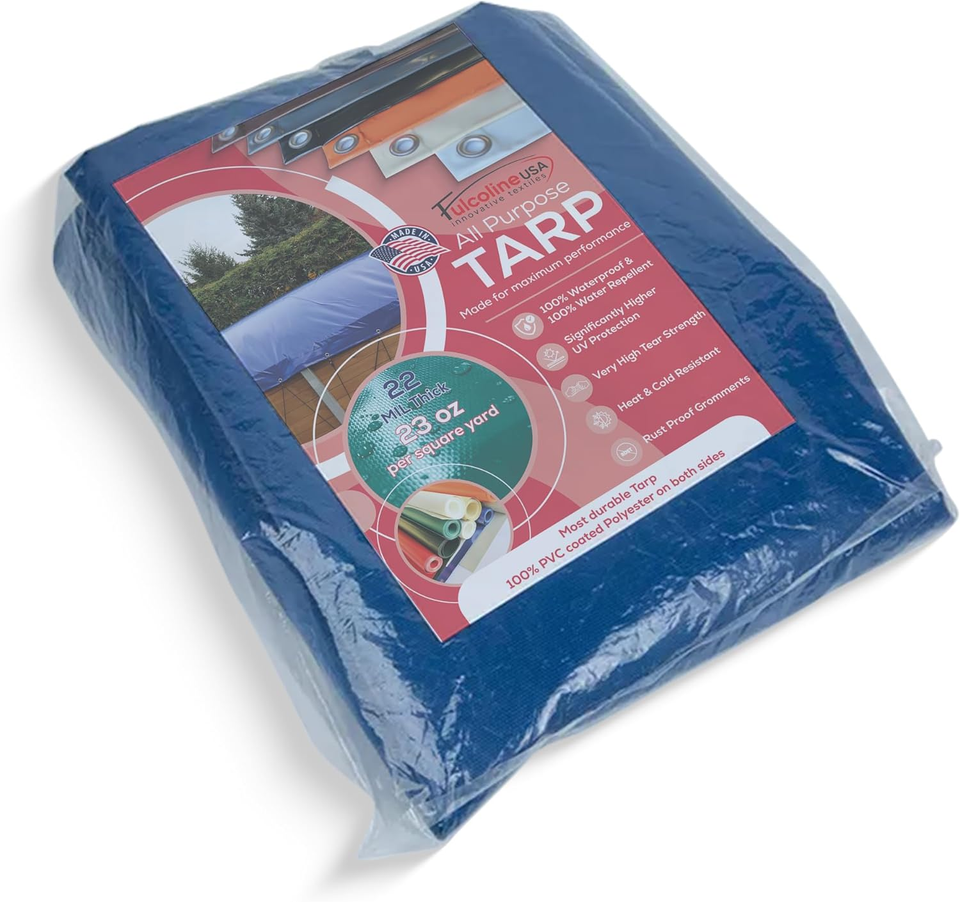 22mil Heavy Duty Tarp Cover PVC Boat Waterproof Canopy Tarpaulin Boat ...