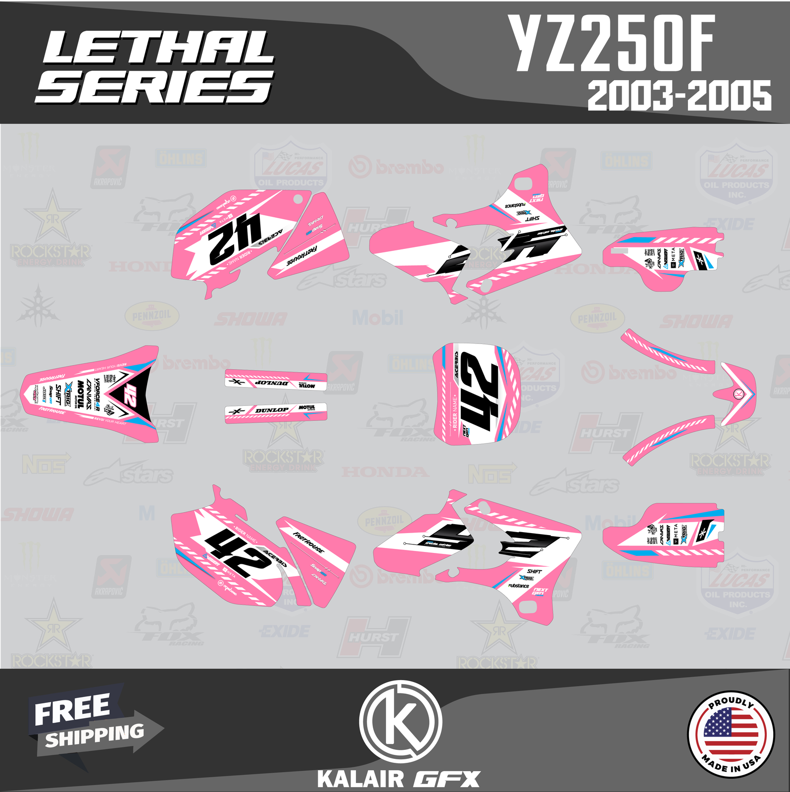 Graphics Kit for Yamaha YZ250F (2003-2005) YZ 250F Lethal - PINK | eBay