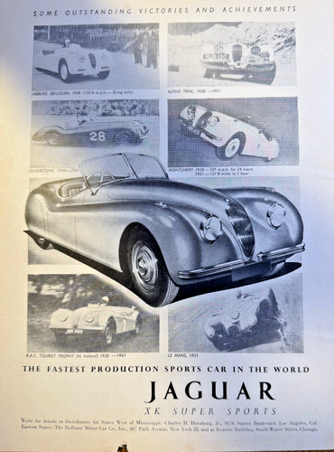 1952 Magazine Advertisement Jaguar XK Super Sport Fastest Production ...