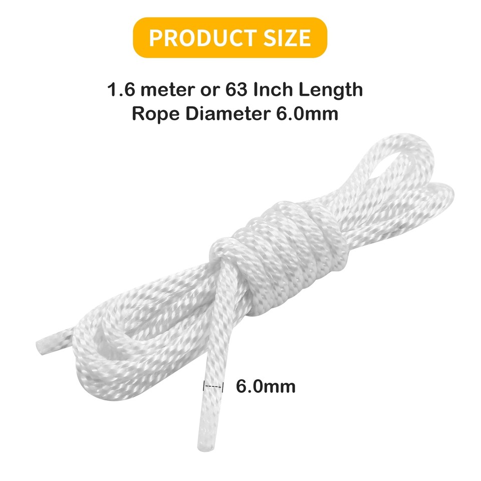 2-Pack Lawn Mower Pull Cord, 1.6m Rope Dia. 6mm Recoil Starter Rope ...