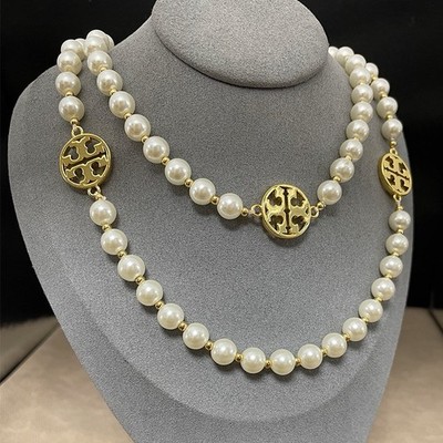 Tory Burch Evie Single Strand Pearl Long Necklace💛🤍 | eBay