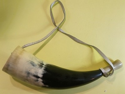 Vintage Powder Horn Natural Horn w/ Leather Strap Primitive Decor | eBay