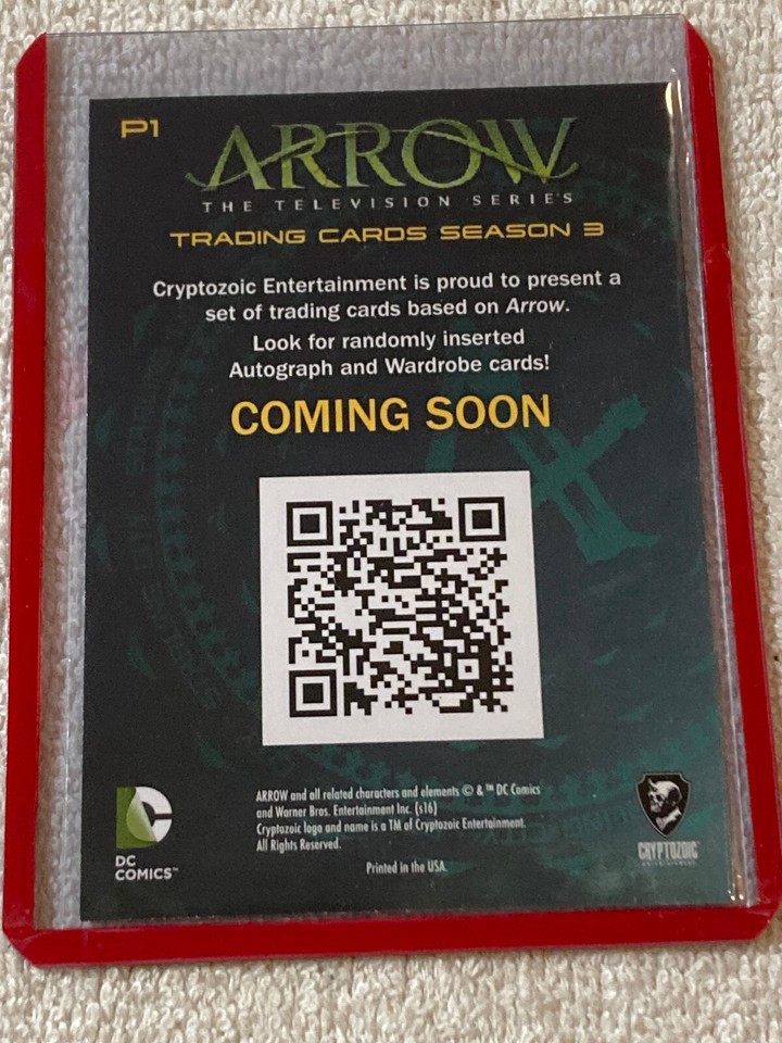 2017 Cryptozoic/DC ARROW TV Series Season 3 Promo Card #P1 Oliver Alone ...