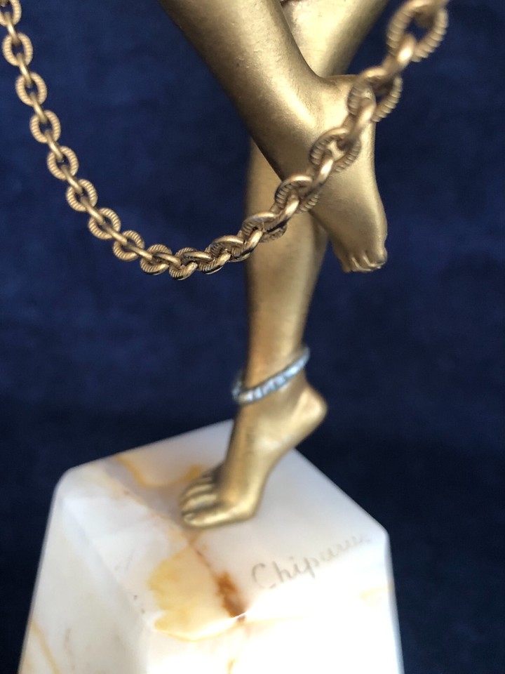 Art Deco Original Demetre Chiparus Bronze Hand Painted Figure: Chain ...