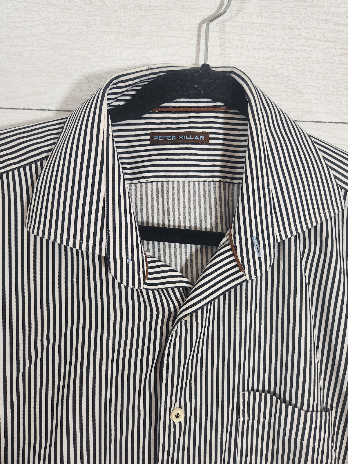 Peter Millar Shirt Mens Extra Large Button Up Black White Candy Stripe ...
