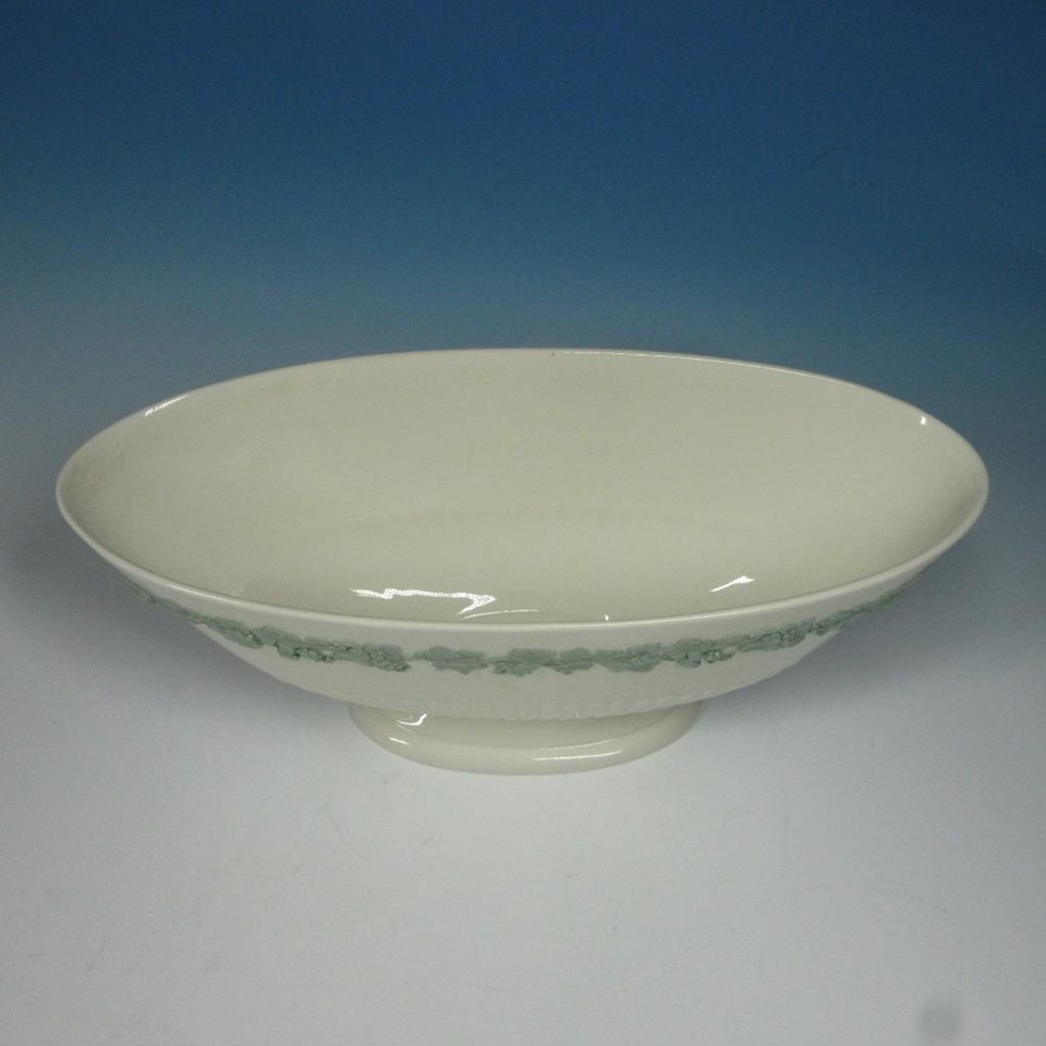 Wedgwood Queensware - Green on Cream - Footed Oval Shaped Console Bowl ...