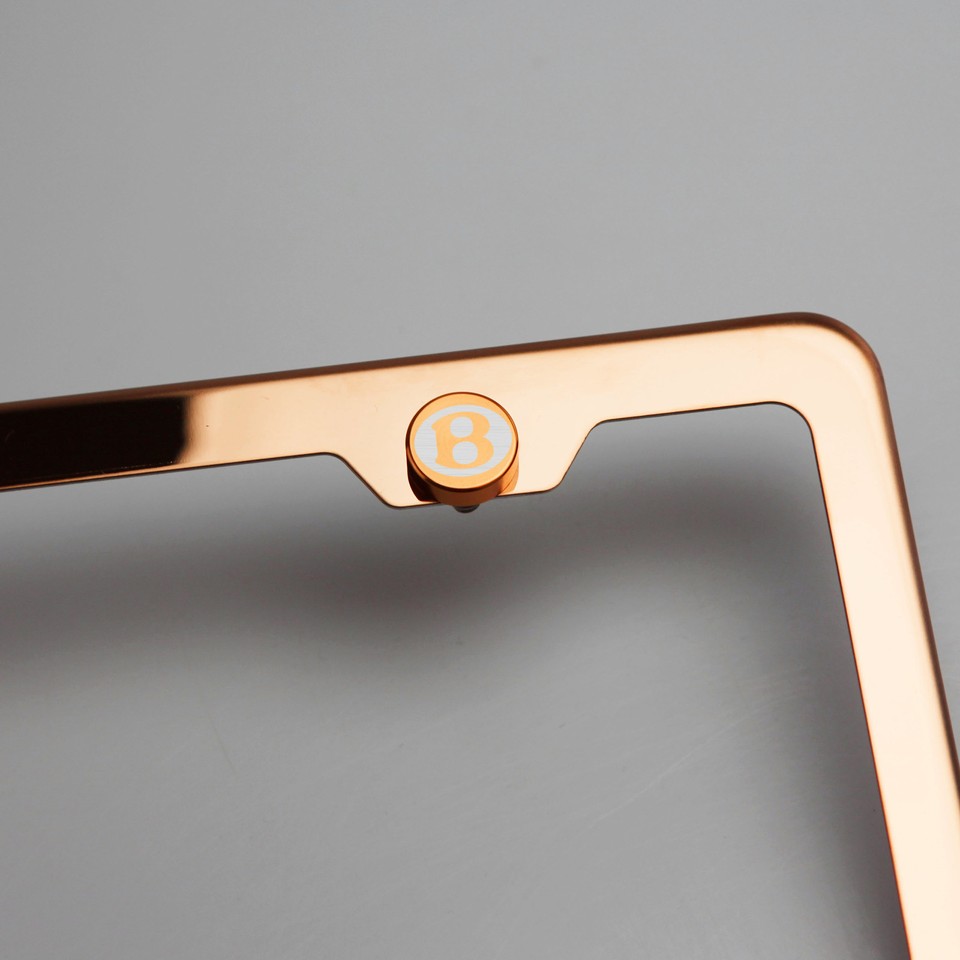 Laser Etched 4 Rose Gold Aluminum Bentley License Plate Frame Fastener ...