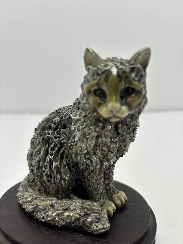 Jay Strongwater Cat Swarovski Crystals Pewter Gray Black 4” Tall ...