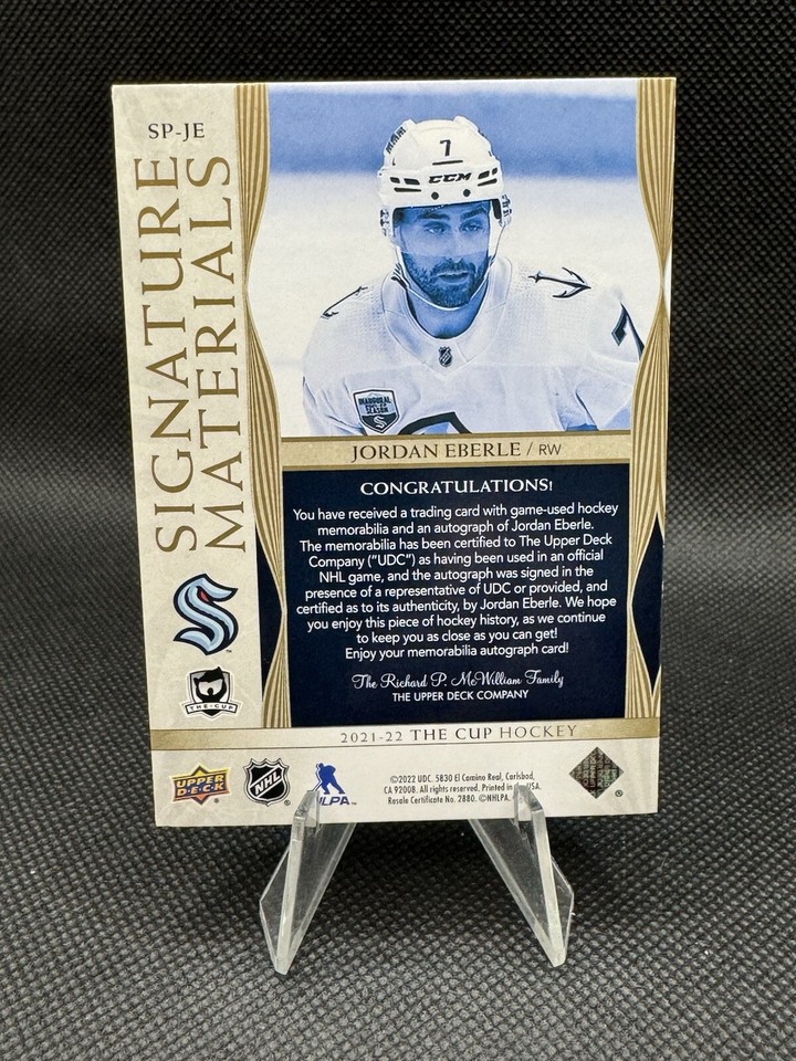 2021/22 The Cup Jordan Eberle Signature Materials Patch Auto /99 ...