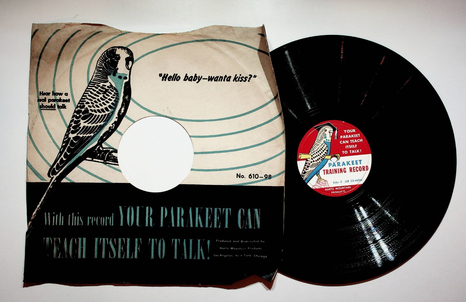 Parakeet Training Hartz Mountain Talking Bird Vinyl 10" Inch 78 RPM ...