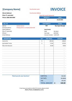 Unit Price Sales Invoice / Receipt Template 2025 | Microsoft Excel ...