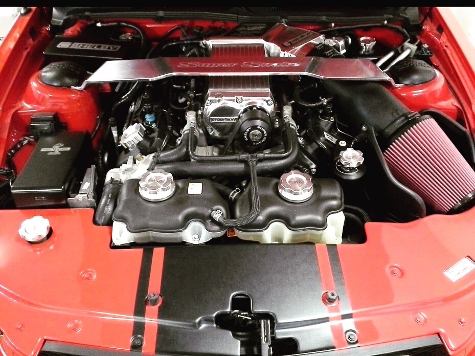 05-14 Mustang Black Satin GT500 Strut Tower Covers Caps (GT500 Logo ...