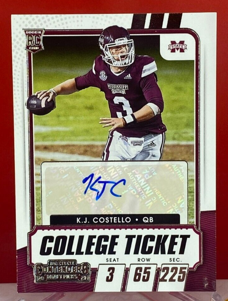 2021 Panini Contenders Draft Picks College Ticket KJ Costello Rookie ...