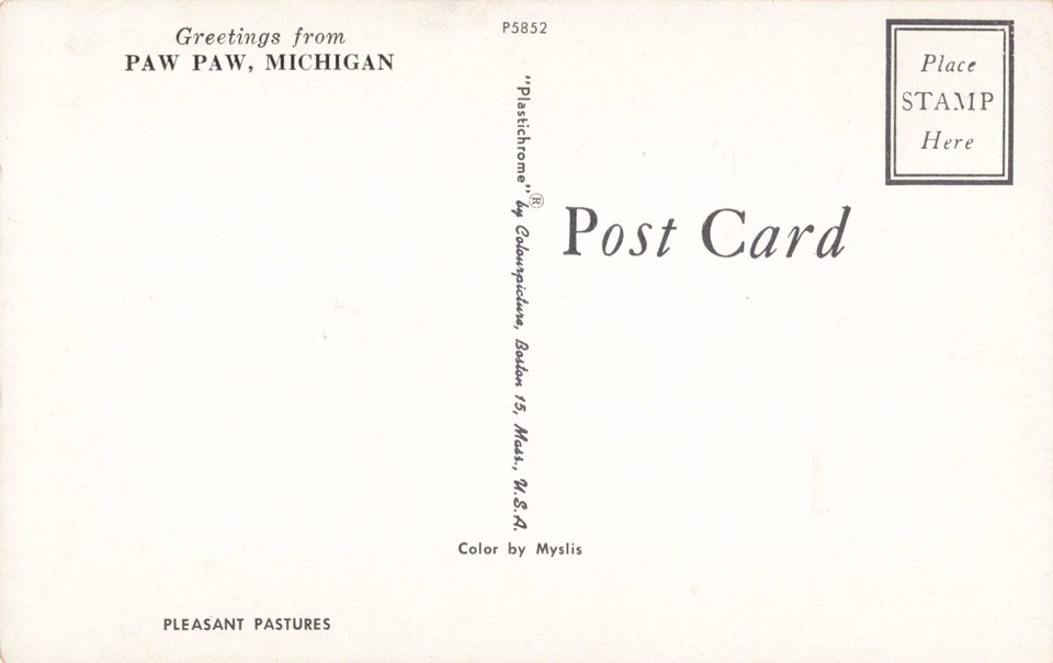 Paw Paw Michigan, Greetings, Pleasant Pastures, Cows Grazing, Vintage ...