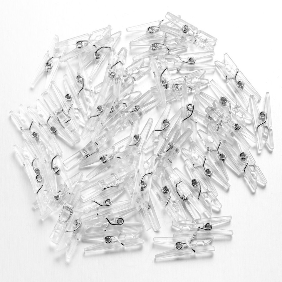 Mini Clothes Pins Clips Clothespins Small Clear Plastic Spring Hanging ...