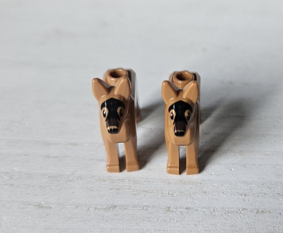 2x Lego Dog, Alsatian/German Shepherd~Police City 92586pb01 Med Nougat ...