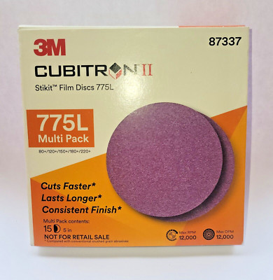 3M Cubitron II Stikit Film Disc 775L, 87337, 5 in x NH, 80+ to 220 ...