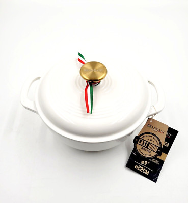 Brandani Italy Traditional Disa Cast Iron Dutch Oven Pot 3.0qt Cream ...