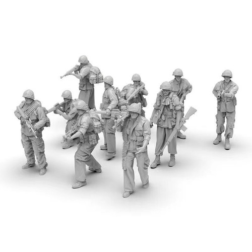 Unpainted 10Pcs 1/72 Resin Figure Model Kit US American Soldiers WWII ...