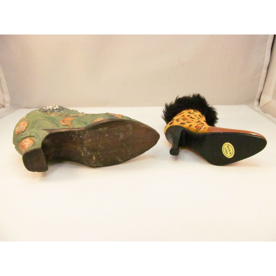 Miniature Ceramic Victorian and Fur Boot Shoe Figurines 2 Pcs in Lot | eBay