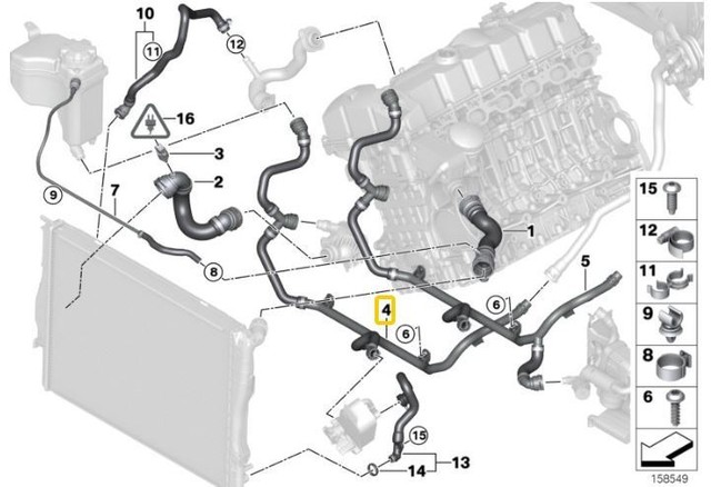 Genuine BMW Lower Coolant Hose Assembly 17127525870 for sale online | eBay