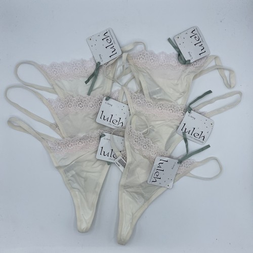 6-Pack Luleh Intimates Chic Essentials Satin G-Strings Lace Trim Size 5 ...
