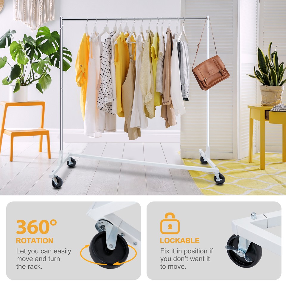 2PCS Heavy-Duty Garment Rack Z-Base Rolling Clothing Rack Clothes Rack ...