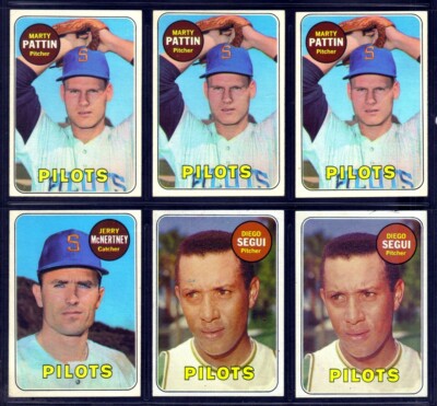 1969 Topps SEATTLE PILOTS Lot of (6) Vintage Baseball Cards | eBay
