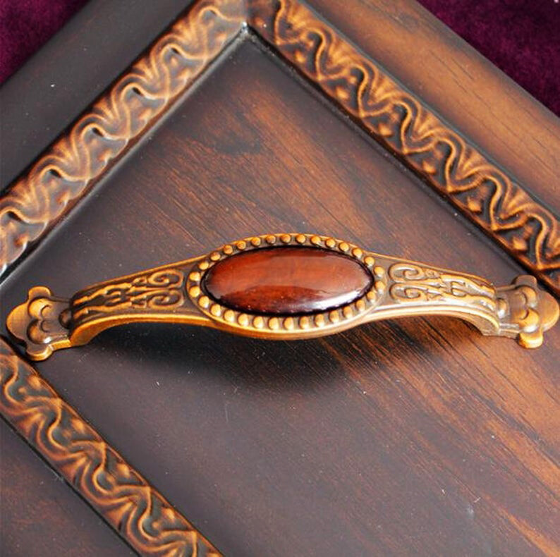 Chic amber Drawer Pull Handles Dresser Knobs Antique Kitchen Cabinet ...