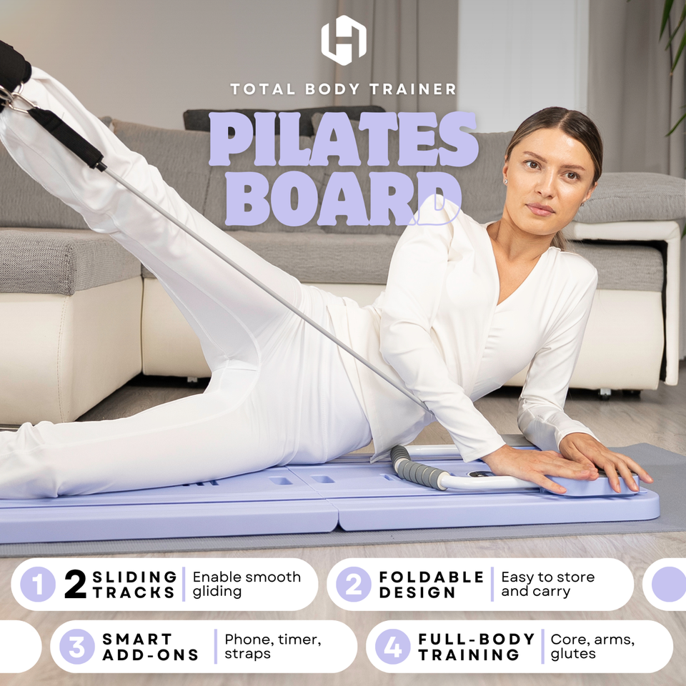 Foldable MultiExercices Pilates Board with Training Cards & Workout ...