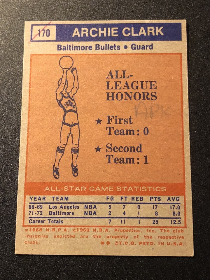 1972-73 Topps Archie Clark #170 VG Marked | eBay