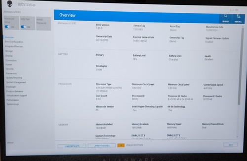 Dell Alienware m16 R1 RTX 4070 16" Intel i7-13700HX @ 3.00GHz 16GB DDR5 ...