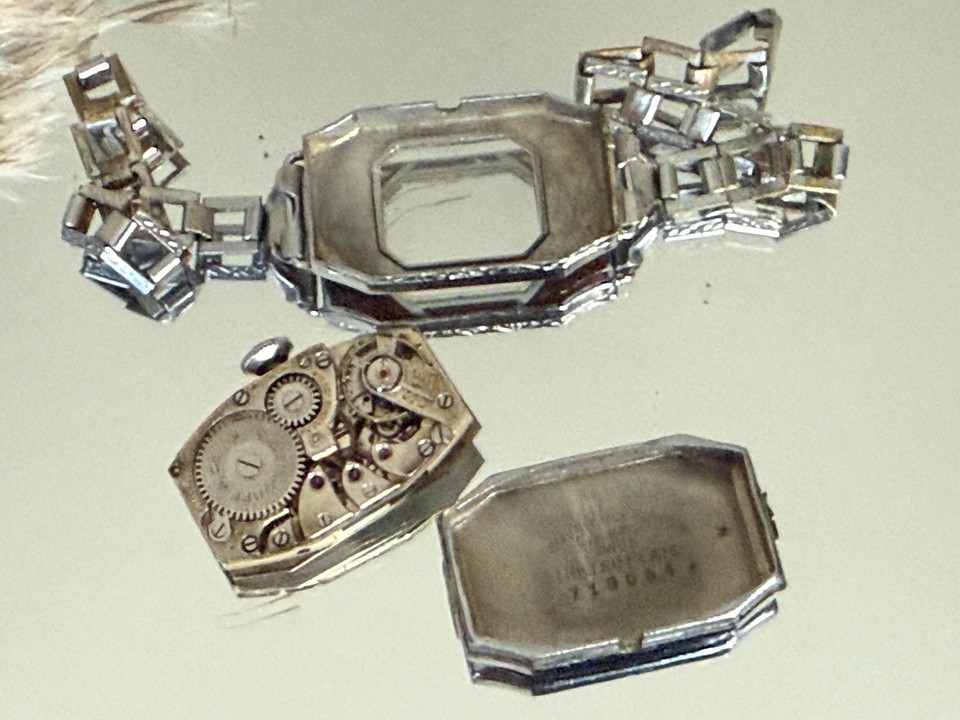 1930’s Ladies Art Deco Enamel Ollendorff Watch~ Matching Deco Linked ...