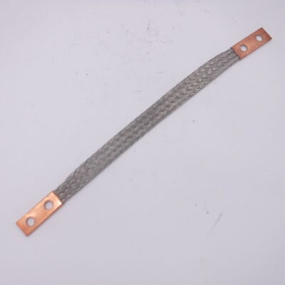 Burndy BD18 Flexible Ground Braid Copper 18" Length 2 Holes 2 Ferrules ...