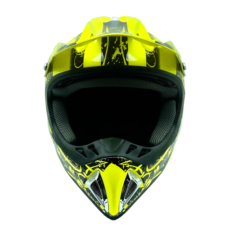 Yellow Hi-Viz Helmet Adult Dirt Bike ATV UTV Off Road ORV Motocross DOT ...