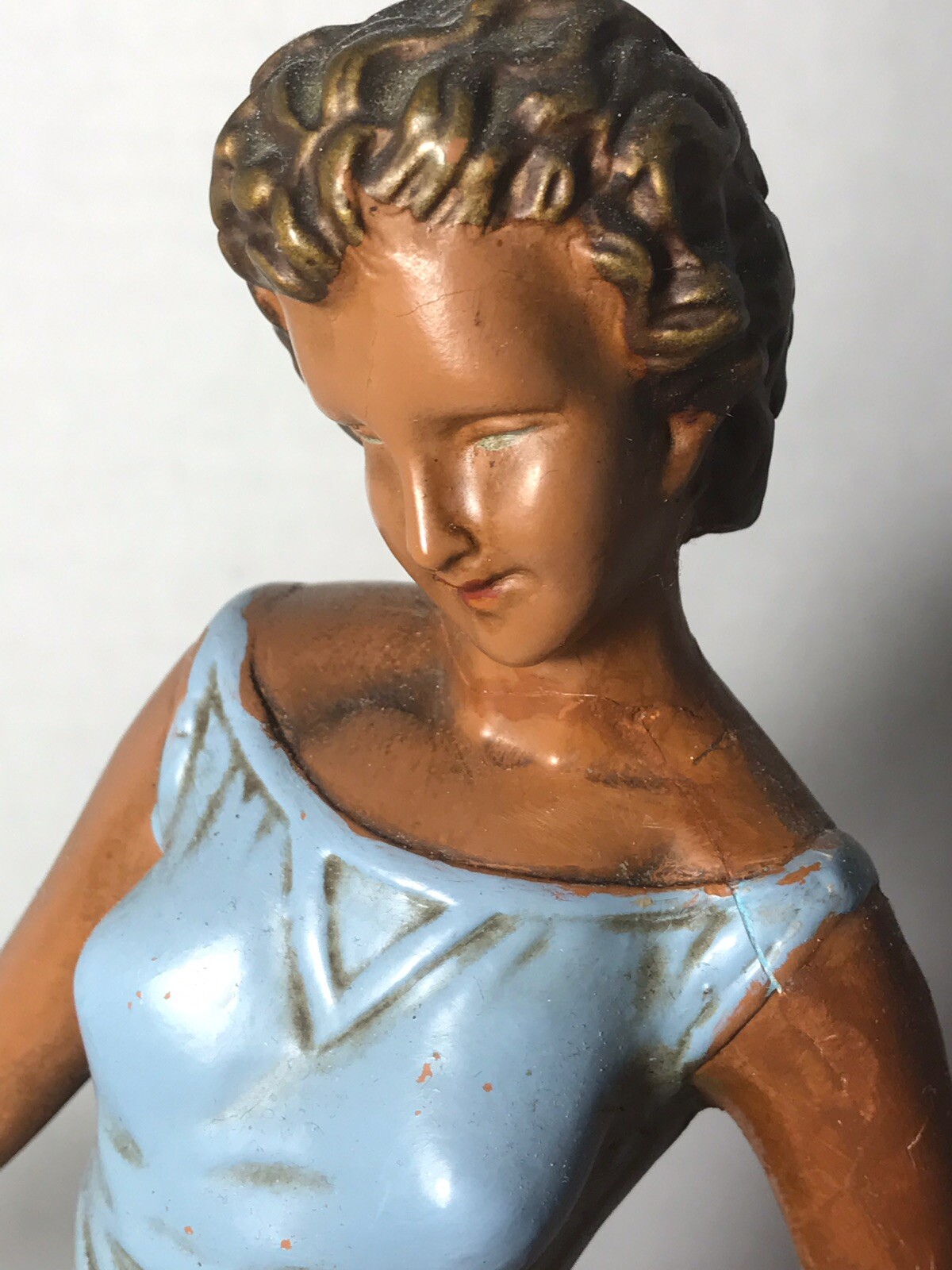 Vtg ABCO Alexander Backer 40's-50's Chalkware “Lady ~ 2 Dogs” 12-3/8” X ...