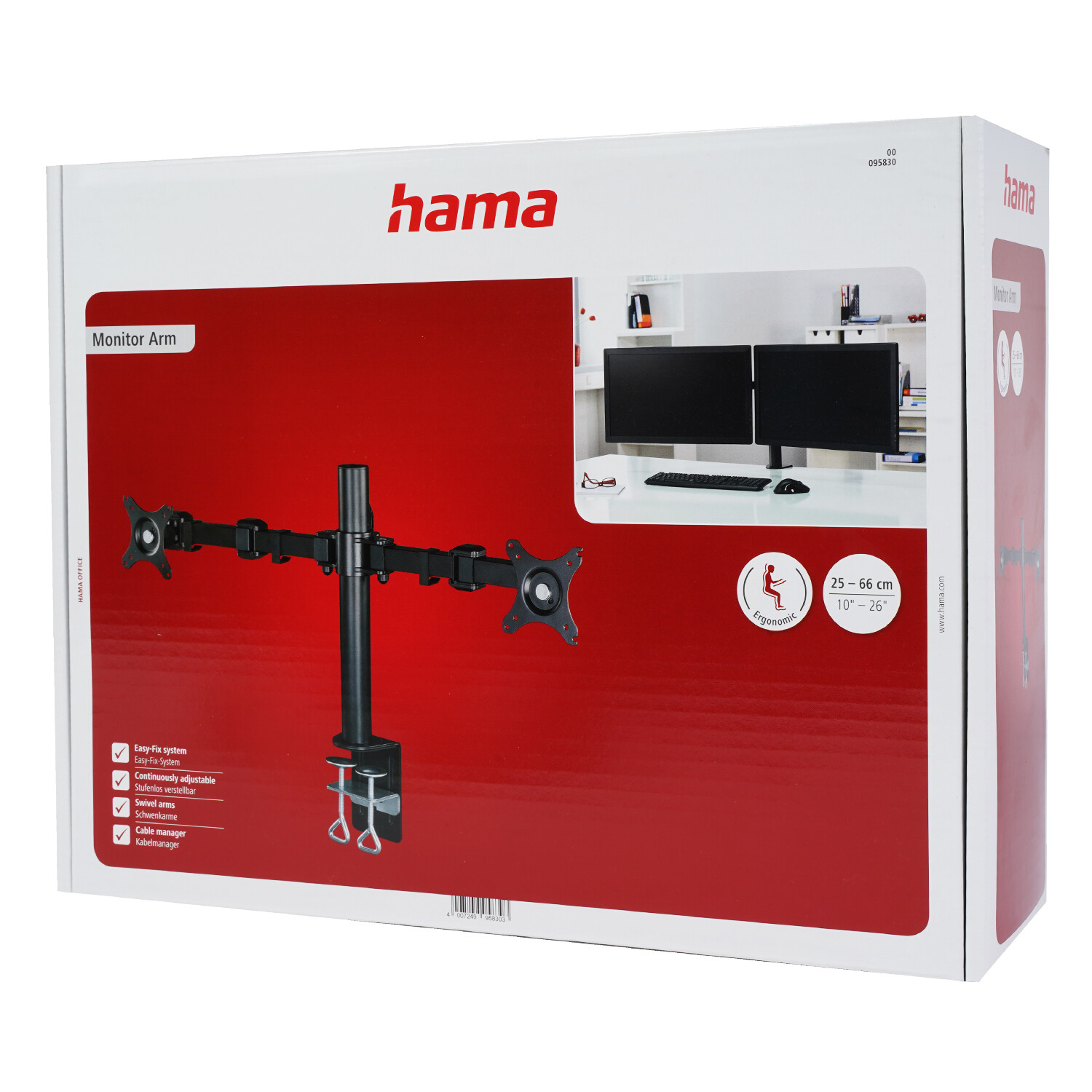 Hama Dual Monitor-Arm 21" 23" 24" 26" Schwenkarm Tisch-Halterung Doppel ...