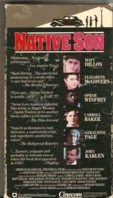 Native Son (1986 ) Matt Dillon , Elizabeth McGovern , Oprah Winfrey ~ VHS | eBay