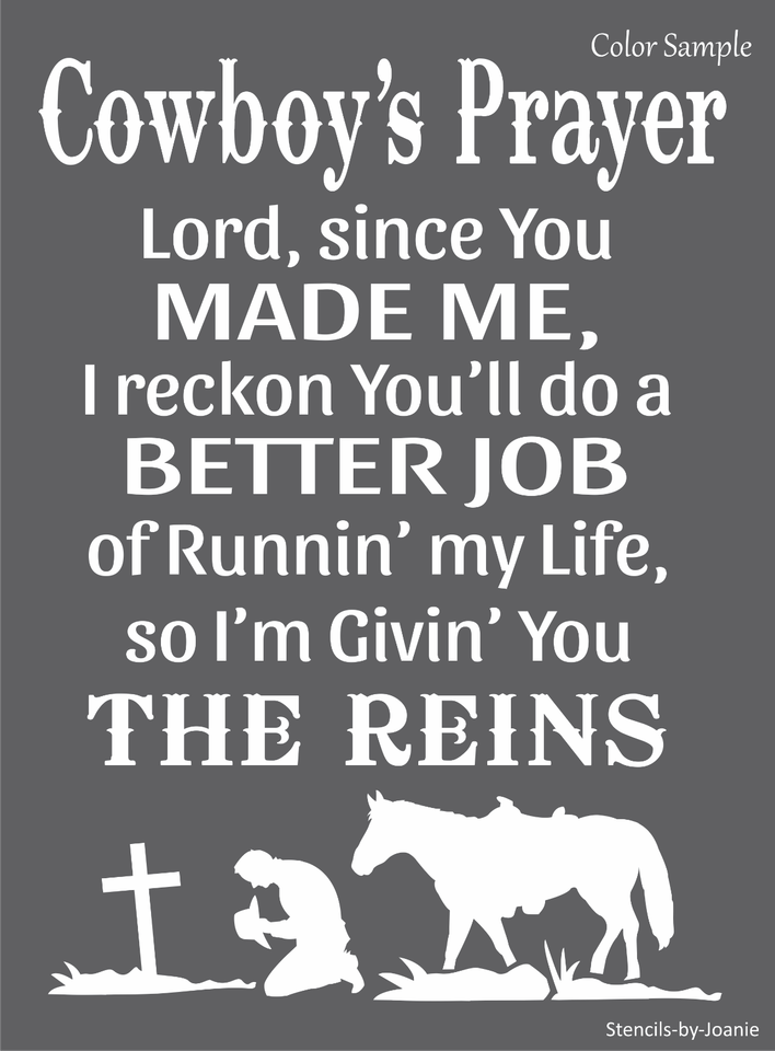 Joanie Stencil Cowboy Prayer Horse Faith Cross Kneel Country Farmhouse ...