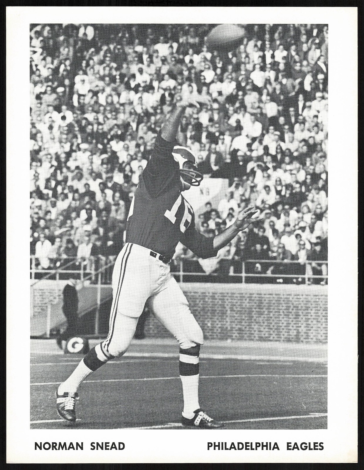 1969 Philadelphia Eagles Postcard (4-1/4" x 5-1/2") -NORMAN "NORM ...