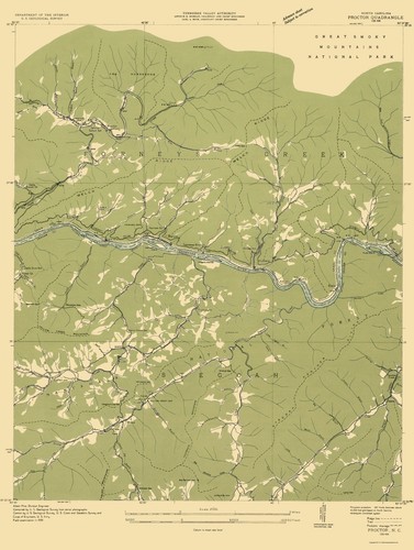 Topographical Map - Proctor North Carolina Quad - USGS 1935 - 23 x 30. ...