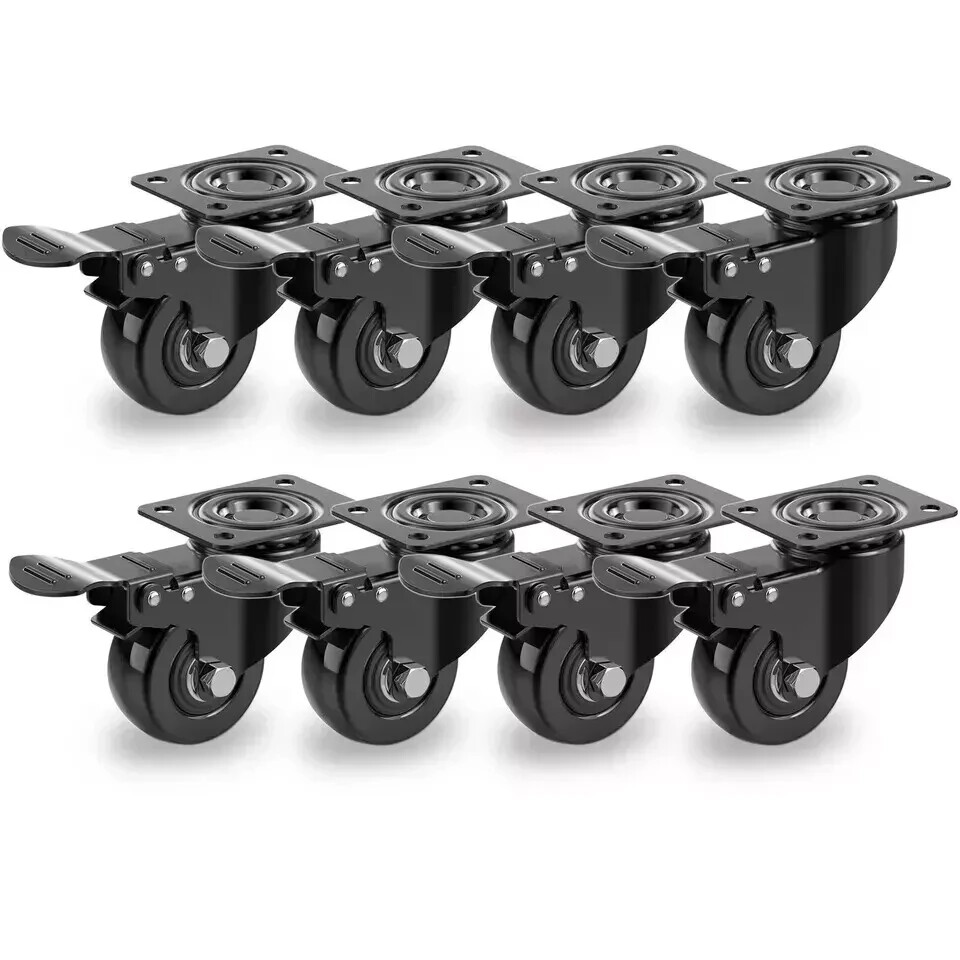 4 X Heavy Duty 50mm Swivel Castor Wheels Trolley Furniture Casters PU ...