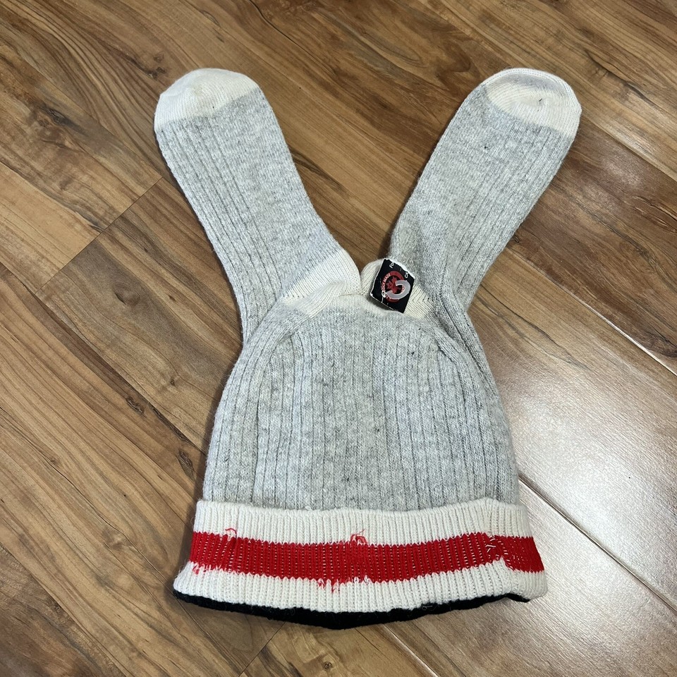 Pook Toque Kids Hat Gray Red and White Sock Hat Fleece Lining Sock ...