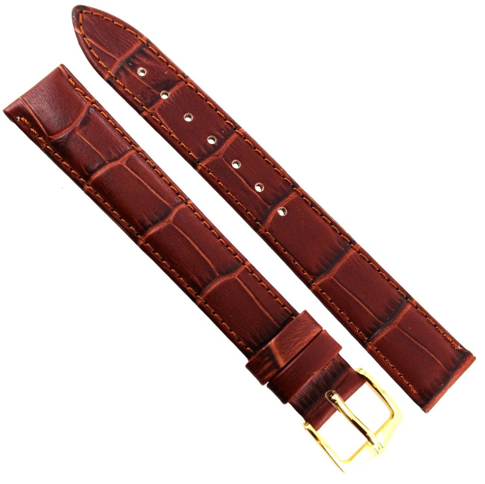 16mm Hirsch Duke Alligator Grain Genuine Leather Med.Brown Matte Watch ...